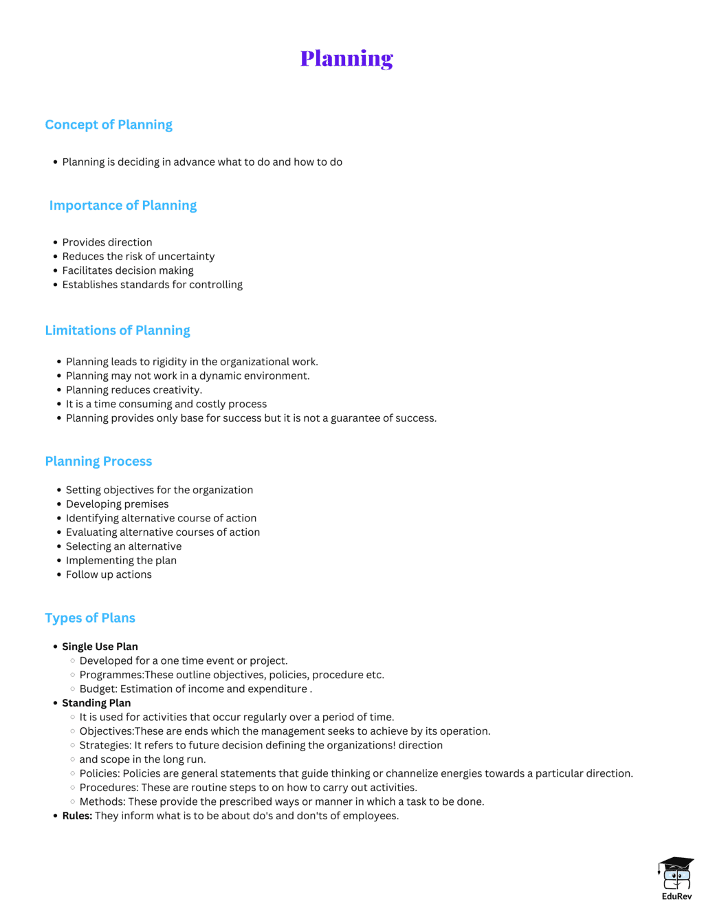 Mind Map: Planning - Business Studies (BST) Class 12 - Commerce PDF ...