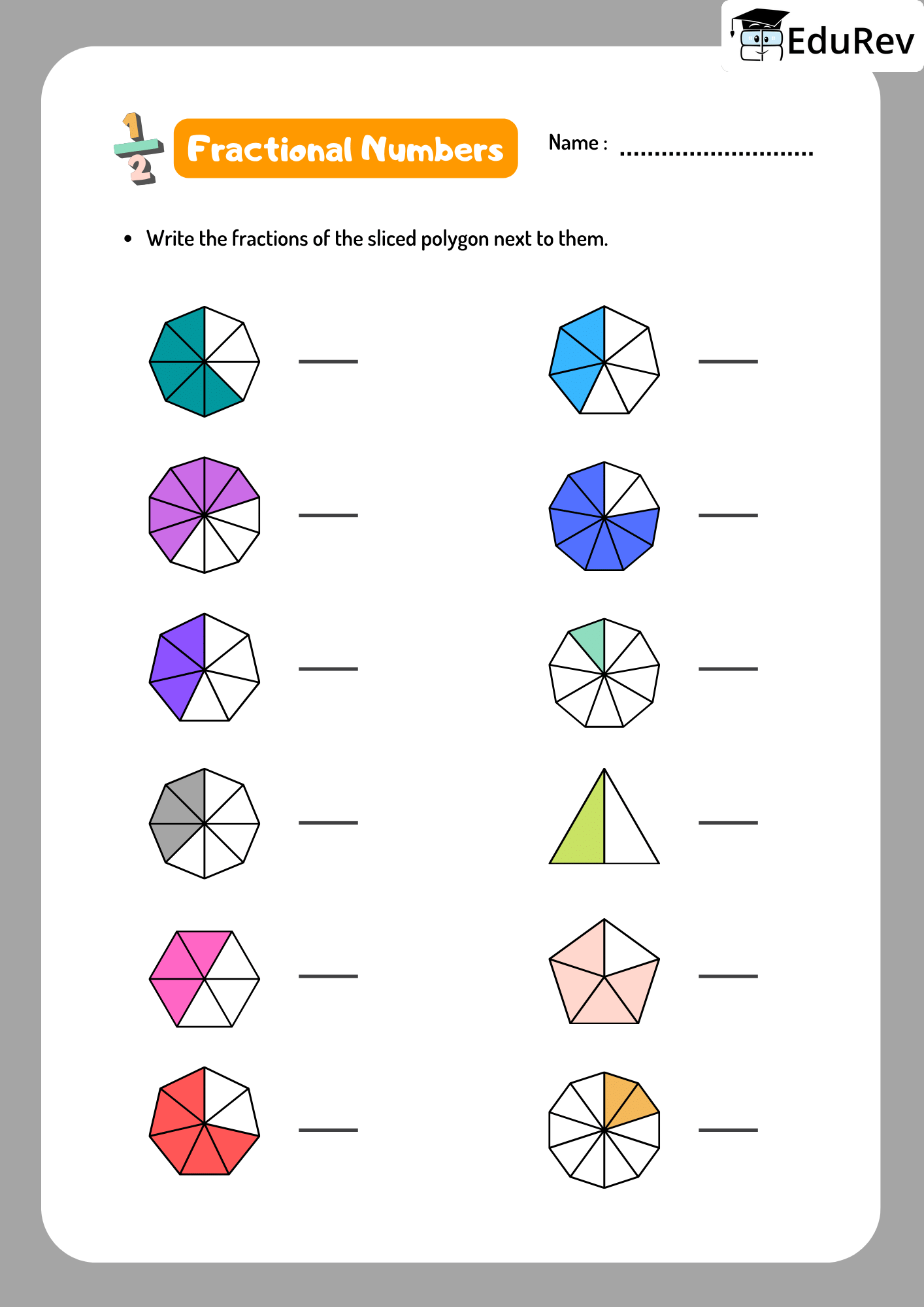 Visual Worksheets - Write Fraction based on images - Mathematics for ...