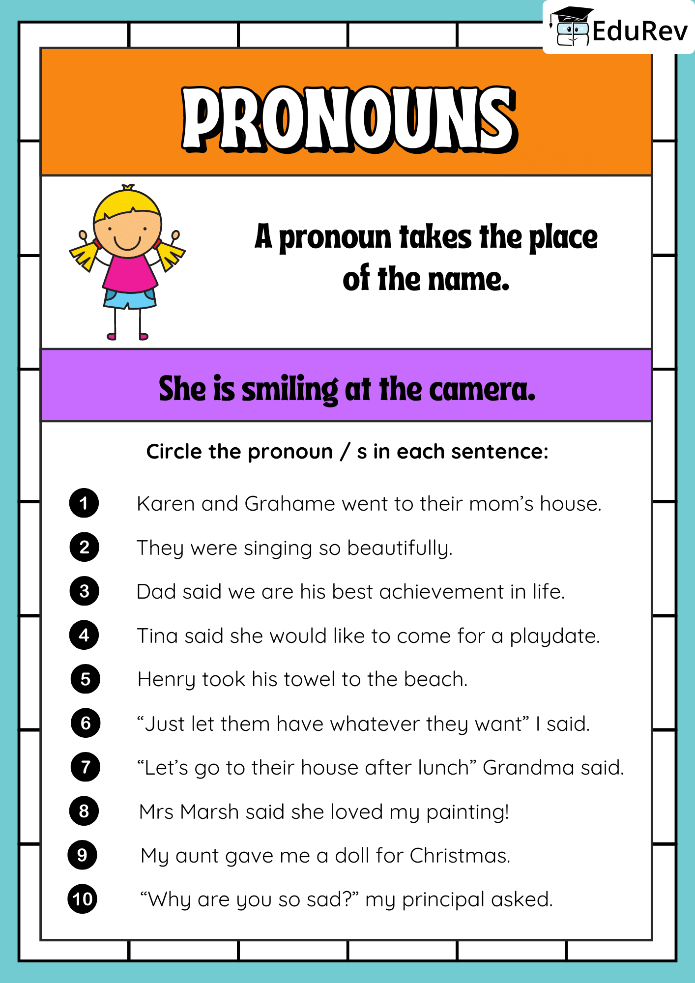 Printable worksheet: Circle the Pronoun - English Grammar for Junior ...
