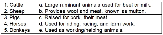 Livestock - 2 Class 4 Worksheet SST