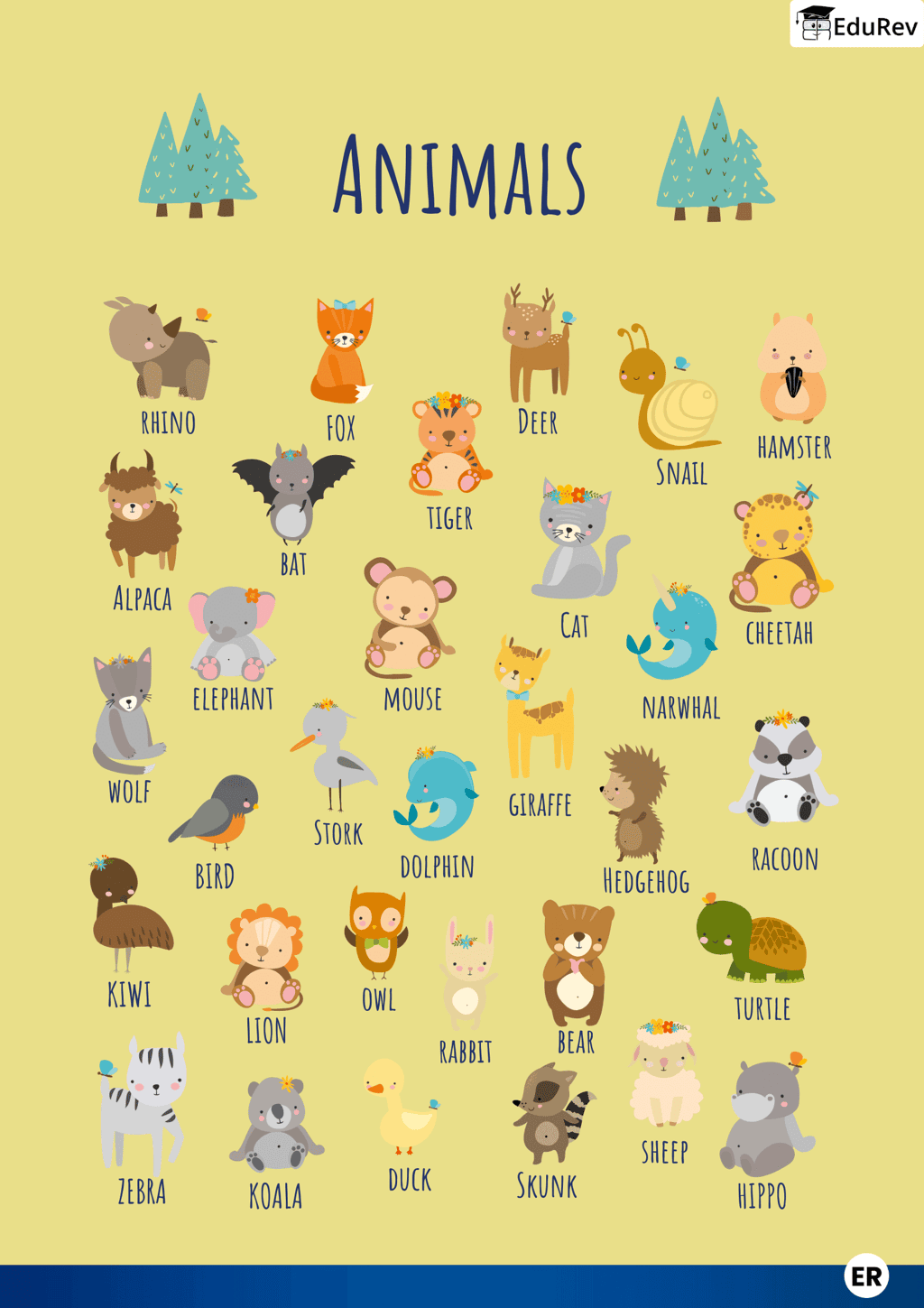 Learning Poster: Animals - EVS for Class 1 PDF Download