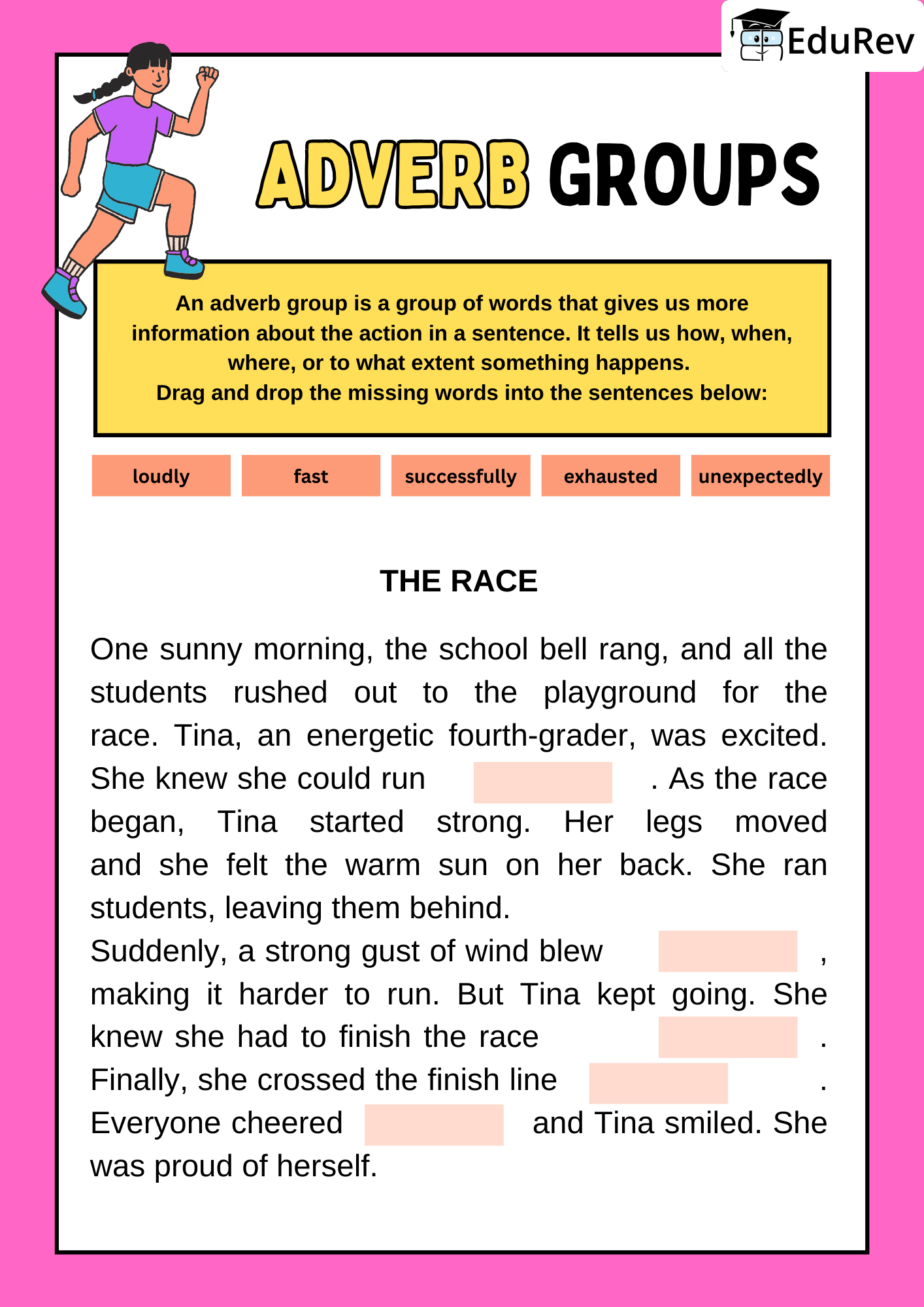 Printable worksheet: Fill in the blanks with Adverb - English Grammar ...