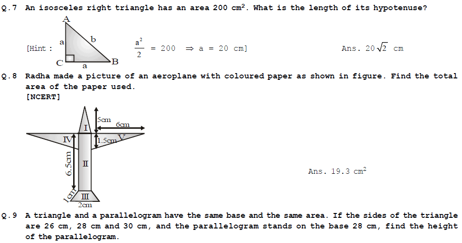 NCERT Exercises - Heron's Formula, Class 9, Mathematics PDF Download