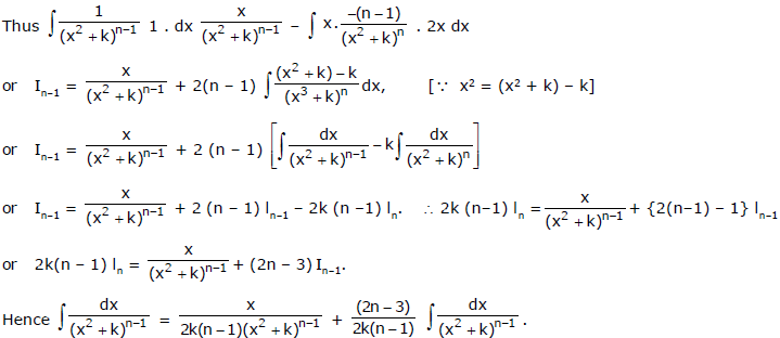 Integration By Reduction Formulae Indefinite Integration Class 12