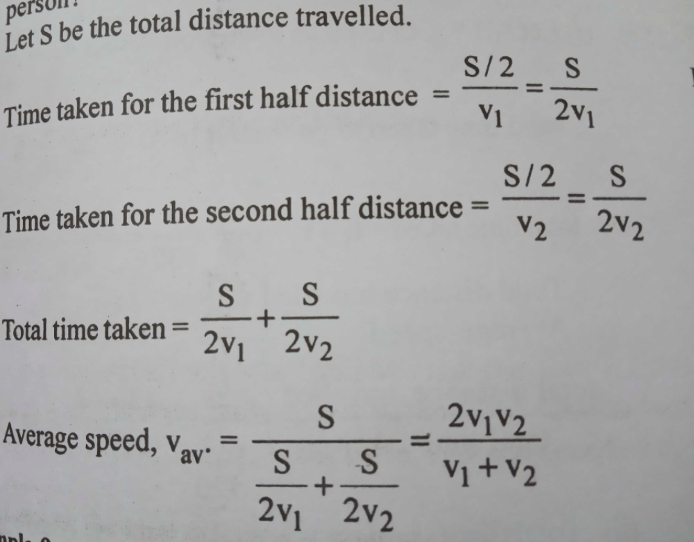 A particle covers half of its total distance with speed v1 and the rest half distance with speed ...