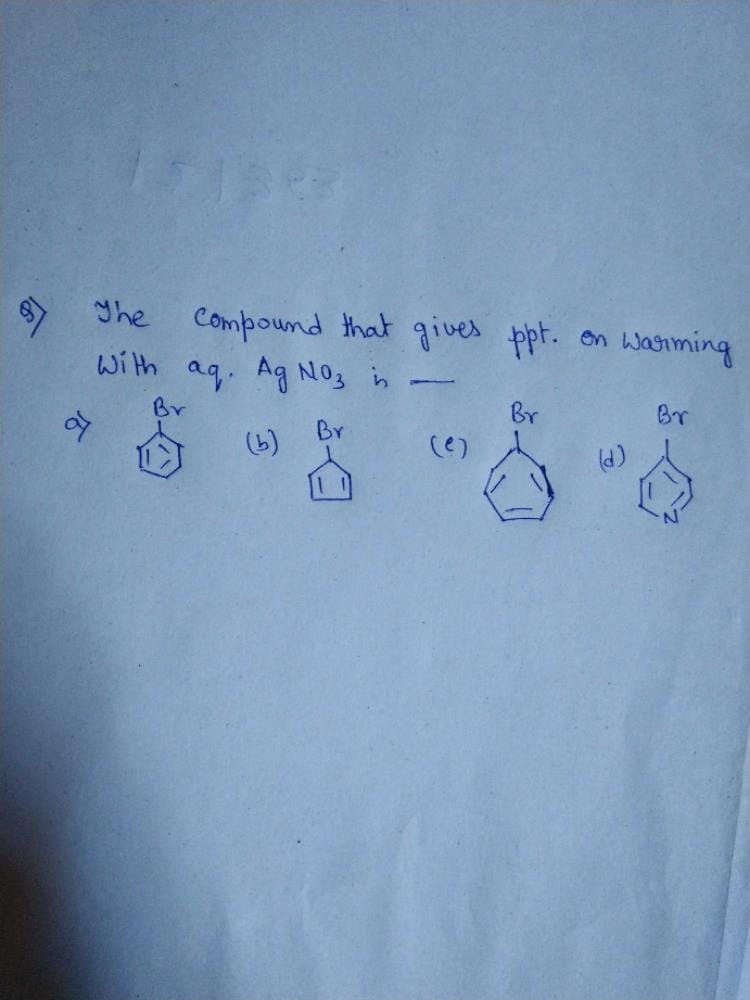 The compound that give ppt. on warming with aq. AgNO3 ? - EduRev IIT ...