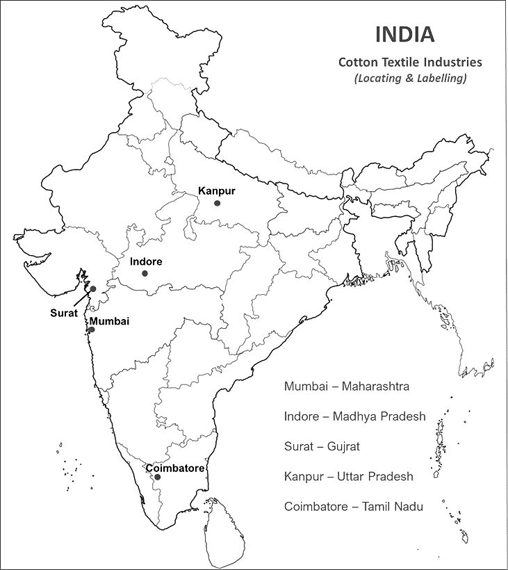 Map: Manufacturing Industries - Social Studies (SST) Class 10 PDF Download