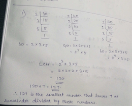 Find The Smallest Number Which When Divided By 30 40 And 60 Leaves The