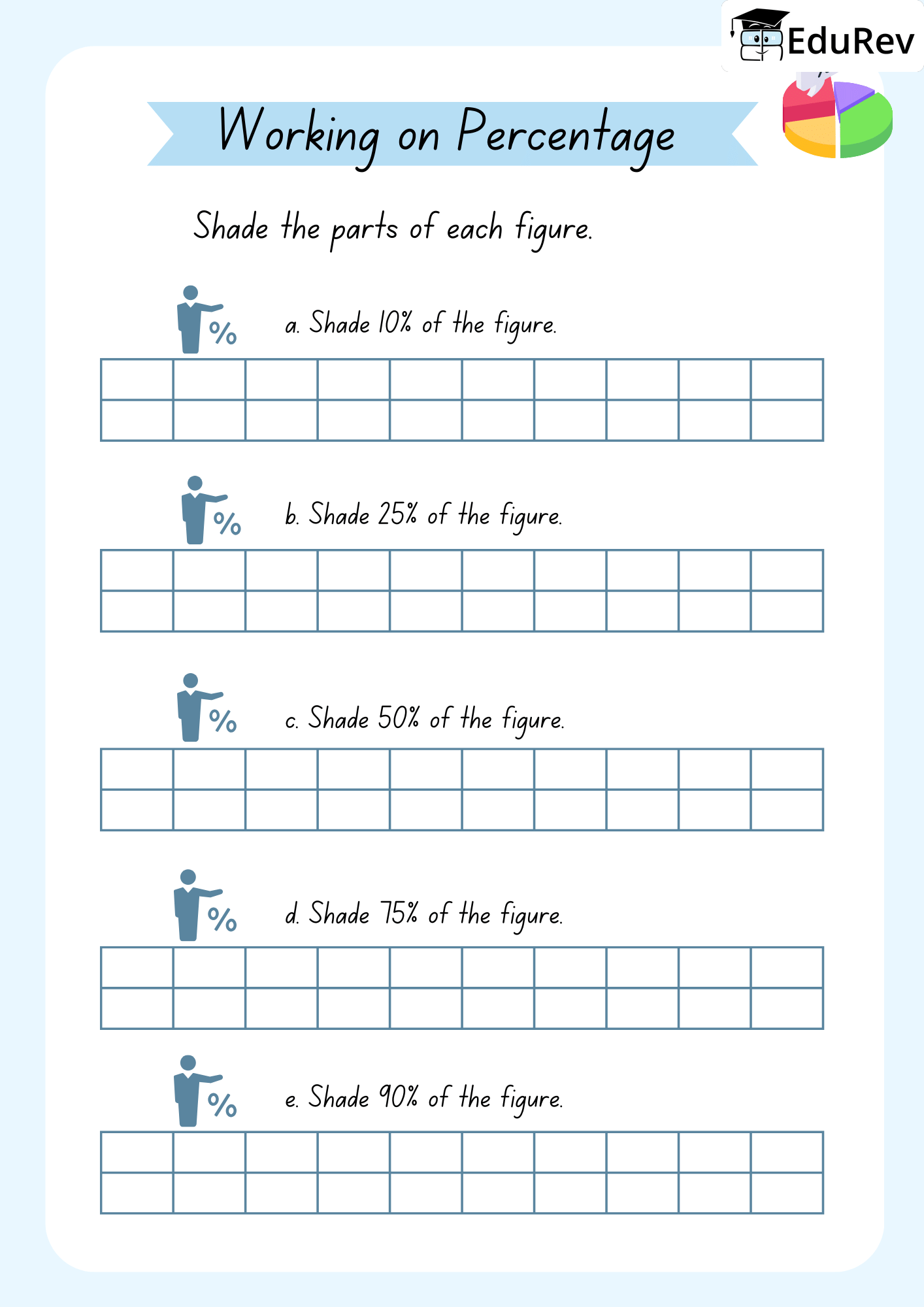 Visual Worksheets - Understand Percentage and Shade the boxes ...