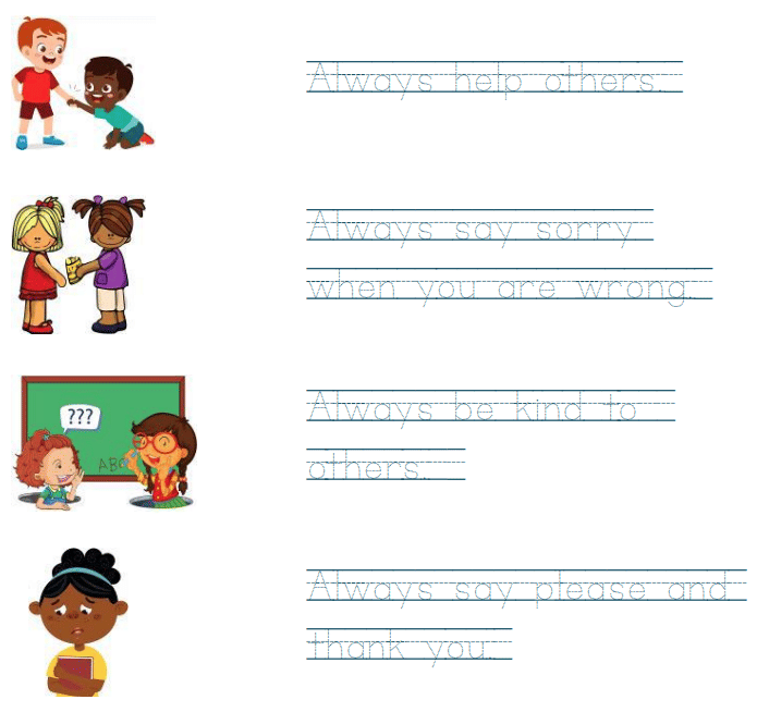 Worksheet Solutions: Good Manners and Etiquettes - 1 - GK for UKG PDF ...