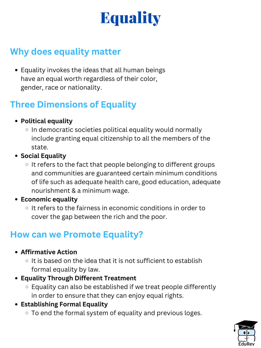 Mind Map: Equality - Notes | Study Political Science Class 11 ...