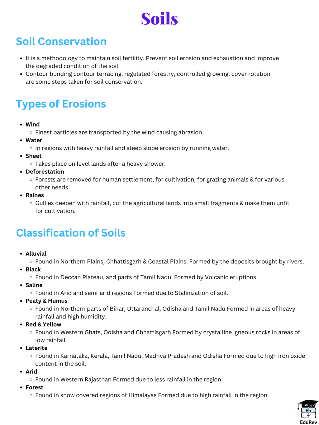 Mind Map: Soils - Class 6 to 12 NCERT Mindmaps for UPSC Preparation PDF ...