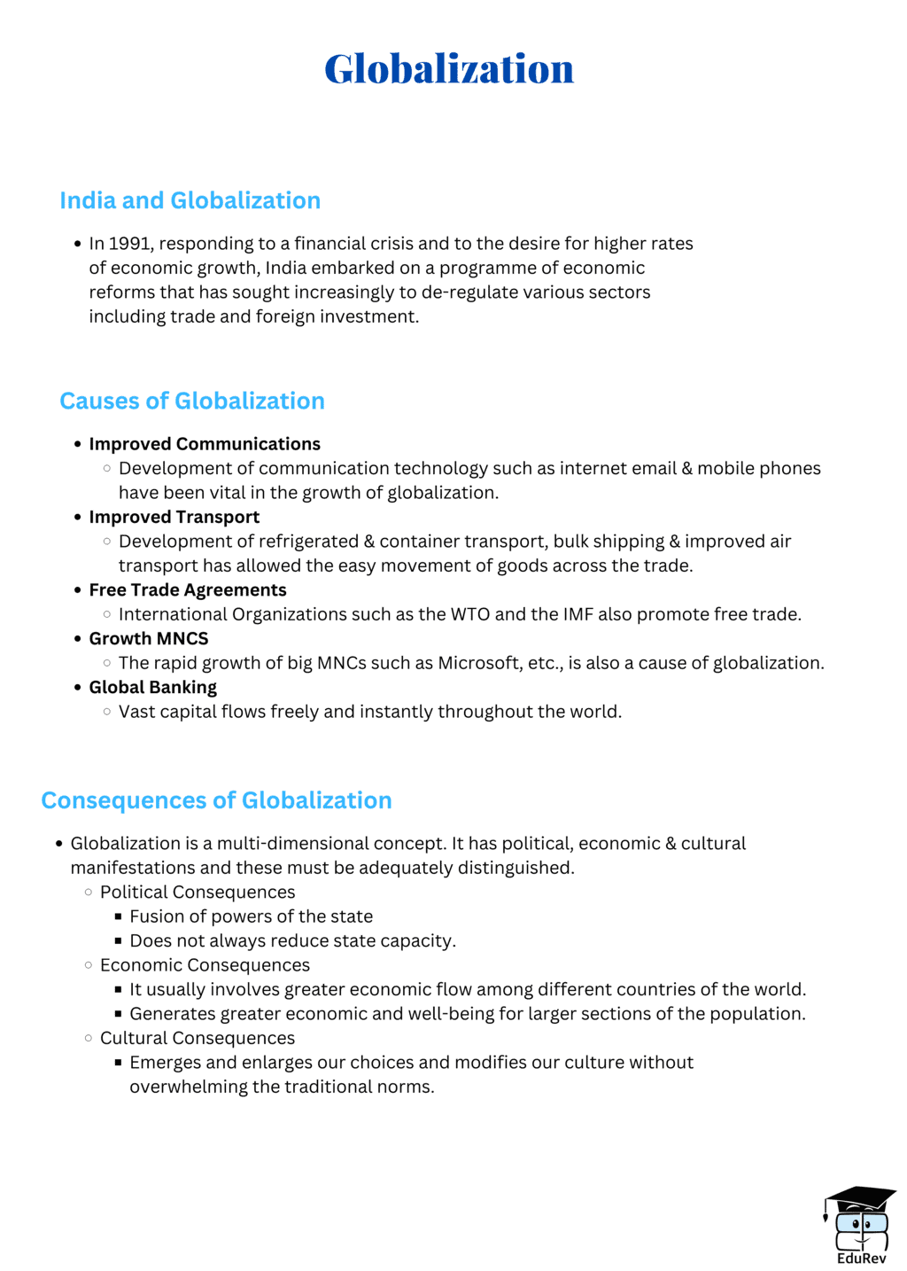 Mind Map: Globalisation - Political Science Class 12 - Humanities/Arts ...
