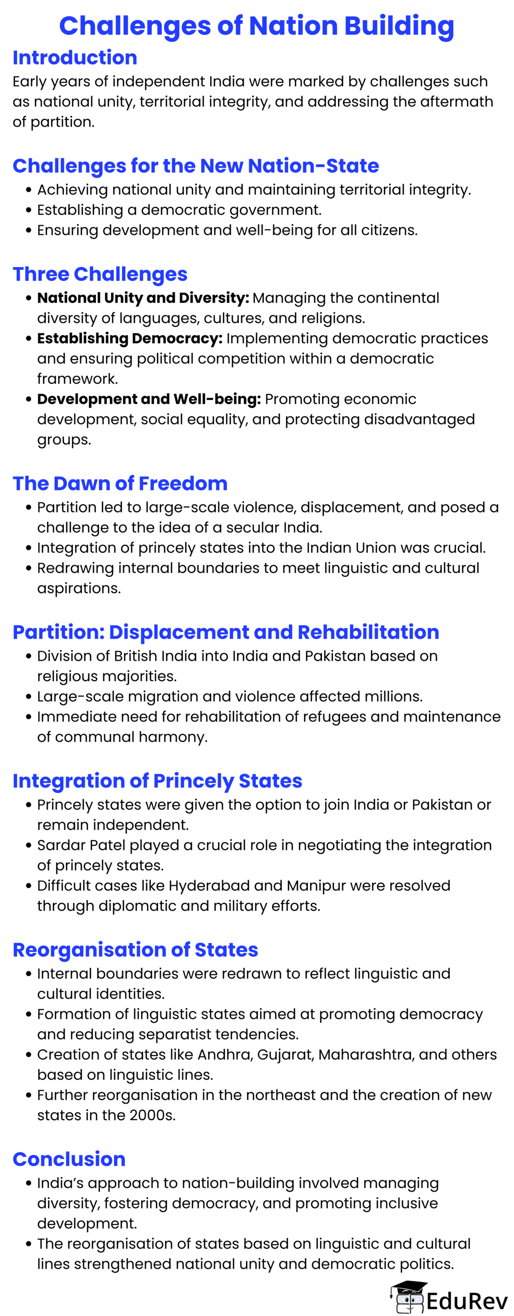 Mind Map: Challenges of Nation Building - Political Science Class 12 ...