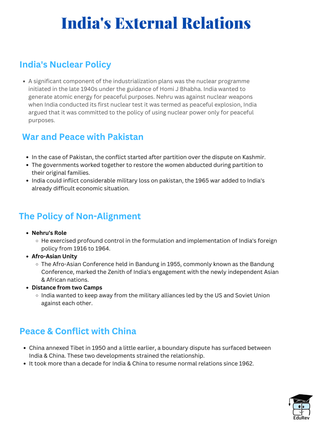 Mind Map: India’s External Relations - Political Science Class 12 ...