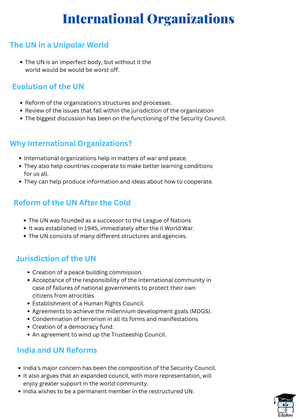 Mind Map: International Organisations - Political Science Class 12 ...