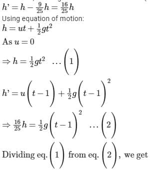 A body dropped from the top of a tower clears 9th/25 of the total ...