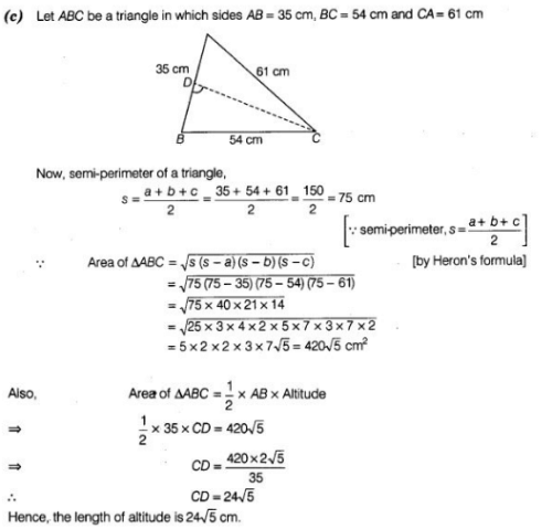 The sides of a triangle are 35 cm, 54 cm and 61 cm, respectively and ...