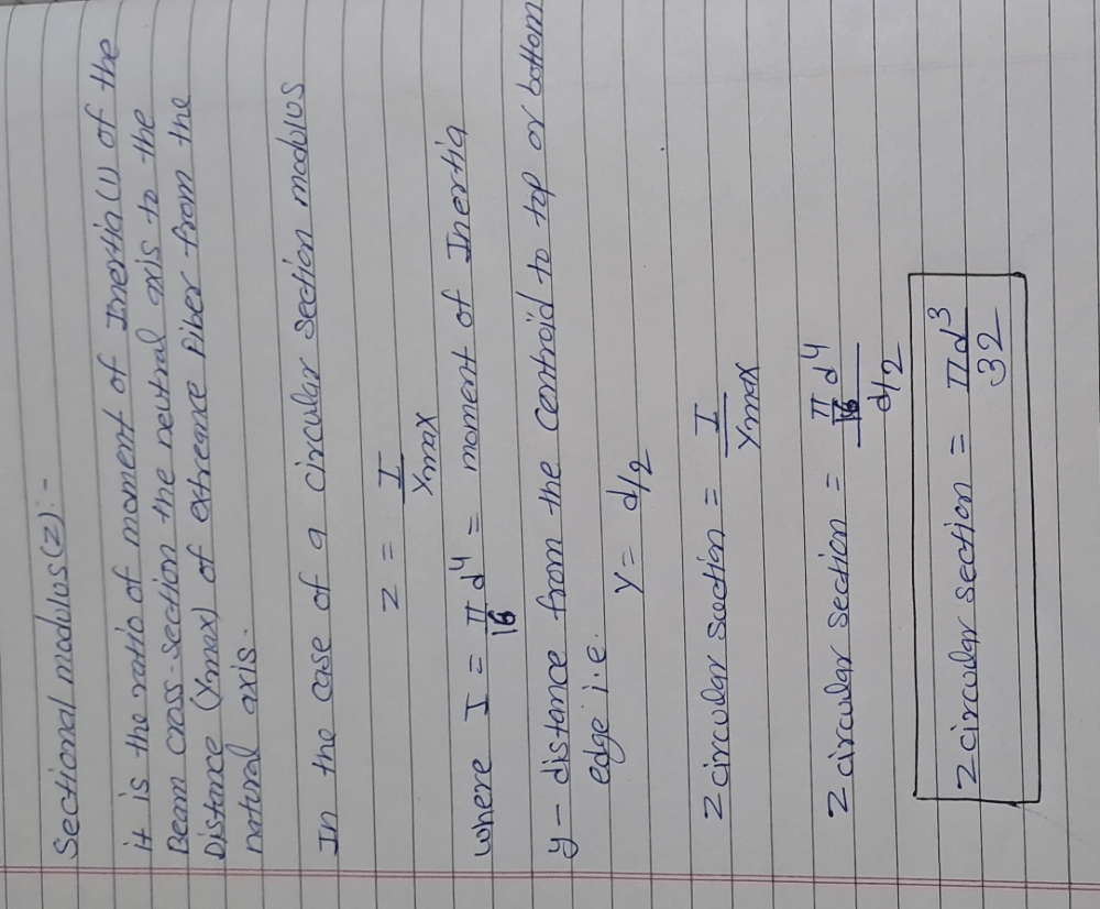 The Section Modulus Of A Circular Section About An Axis Through Its C G
