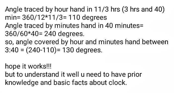 At 3.40, the hour hand and the minute hand of a clock form an angle of ...