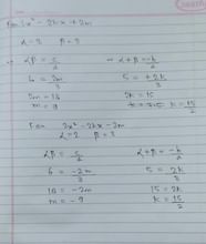If 2 And 3 Are Zeroes Of Polynomial 3x2 2kx 2m Then Find The Value Of