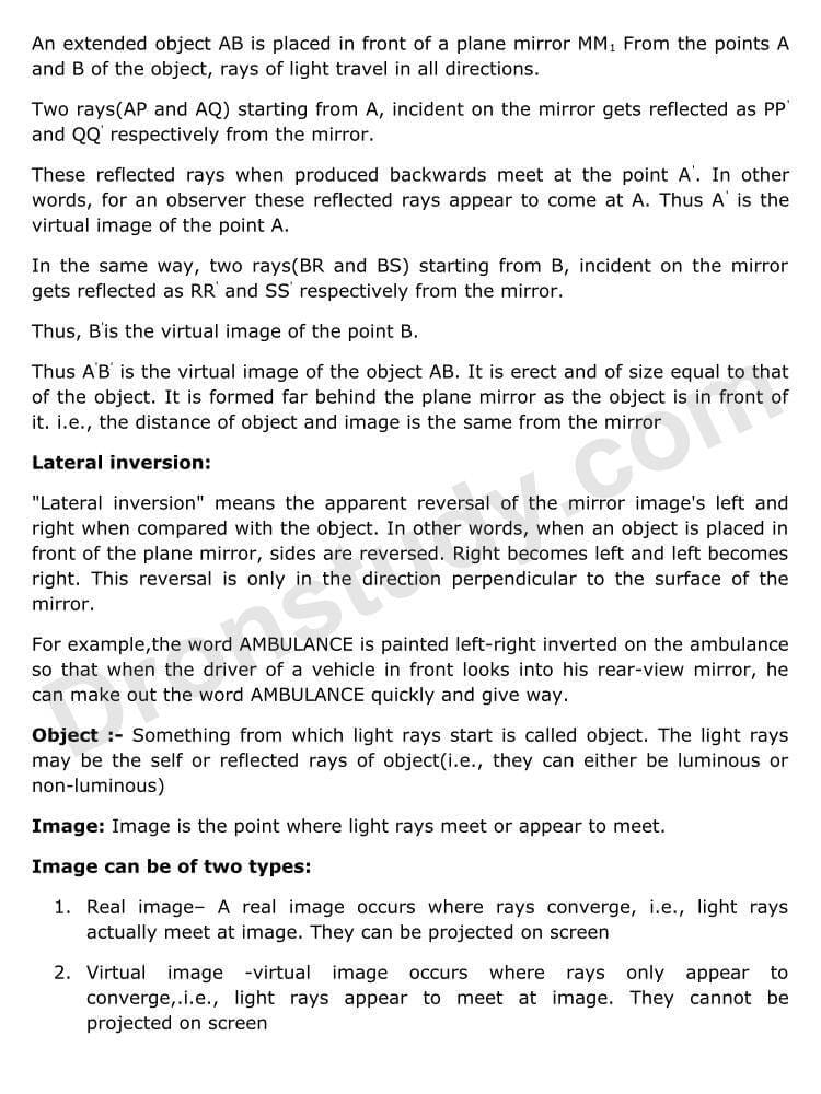 NOTES OF LIGHT CLASS 10 PDF Download