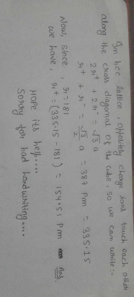 NH4Cl crystallises in a bcc lattice with an edge length of unit cell ...