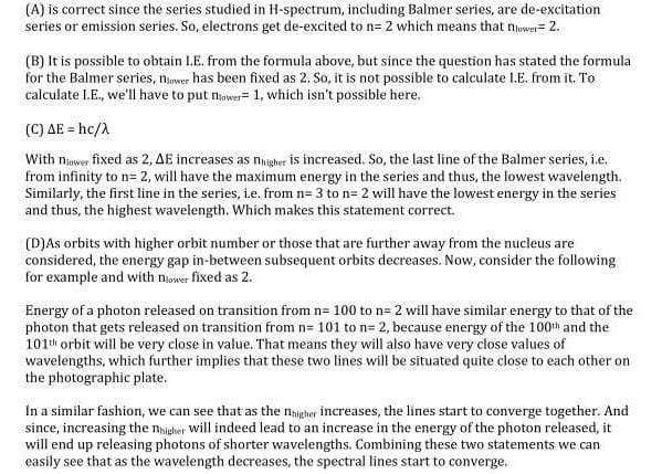 Given, for H-atomSelect the correct options regarding this formula for Balmer series.a)n1 = 2b ...