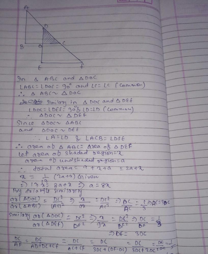 In the figure given below, ABC and DEF are two identical right angled triangles that are right ...