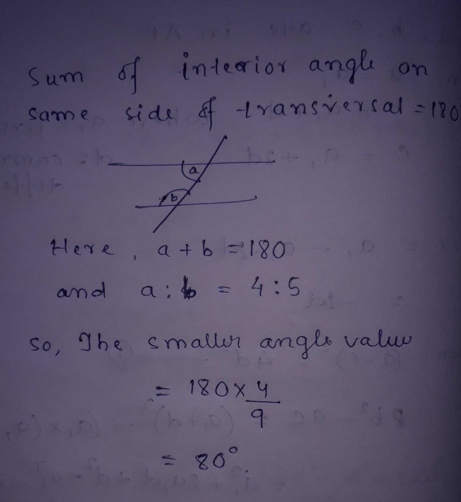 In two interior angles on the same side of transversal intersecting two ...