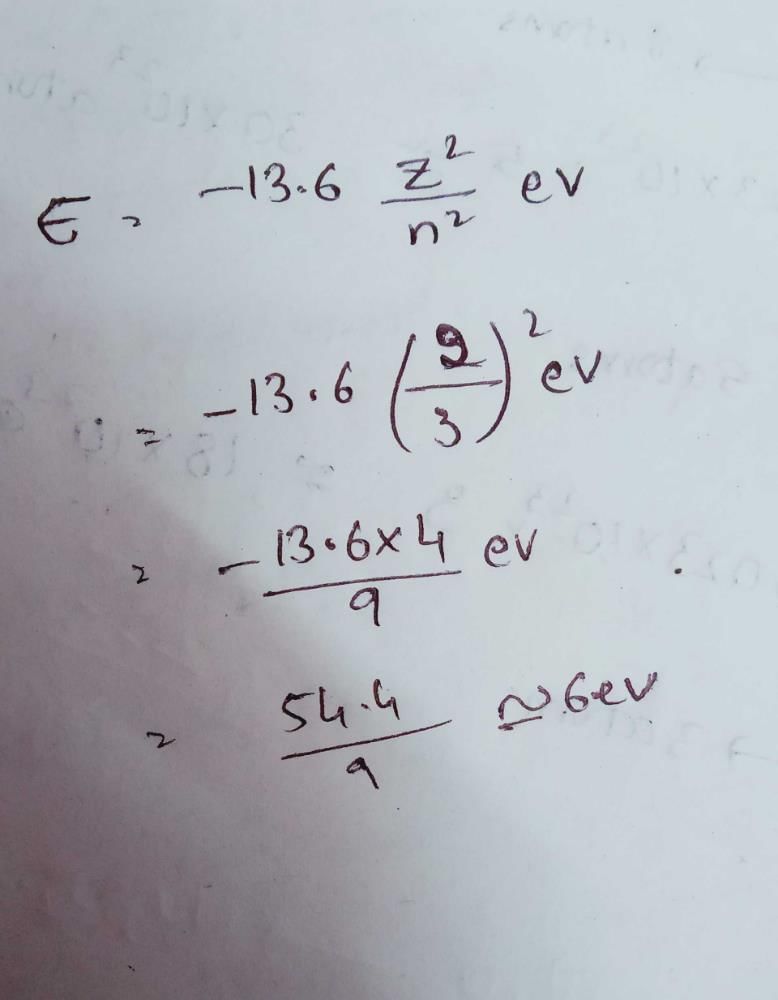 Total Energy Of Electron In The Third Orbit Of He Ion Is Edurev