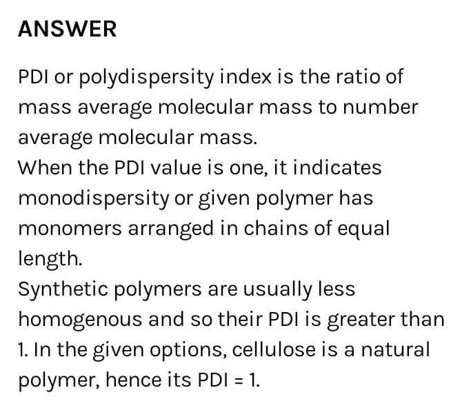 Can anyone explain in detail the PDI formulas of polymers? - EduRev ...