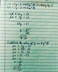 Solve The Linear Equation By Eliminating x substitution Method x 