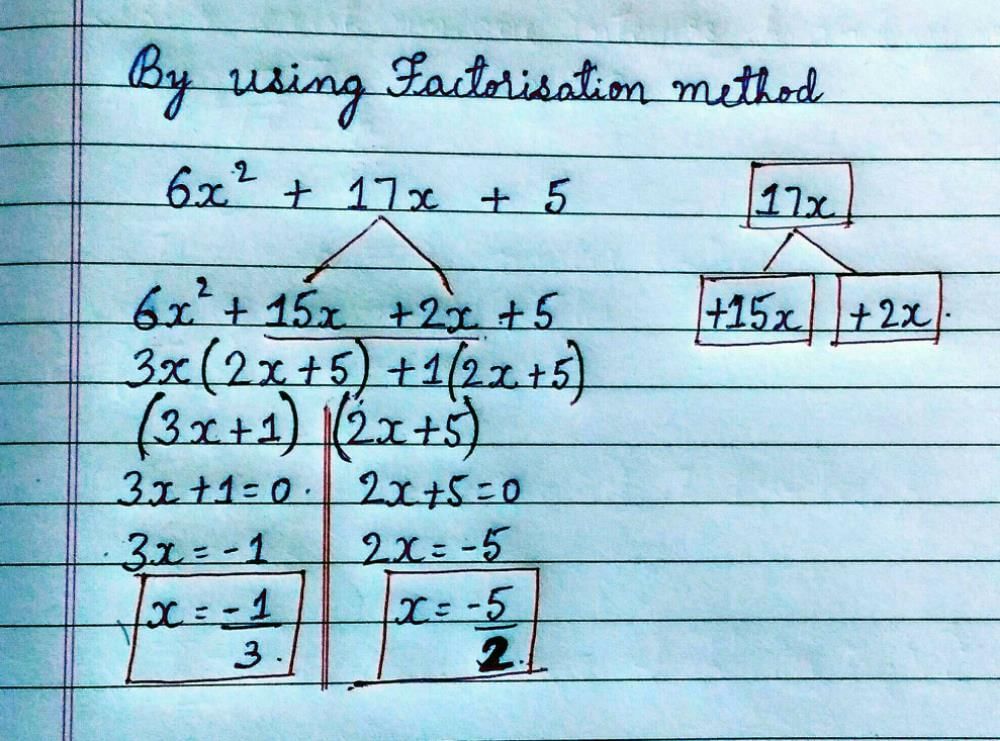 Factorise 6x² + 17x + 5 using factor theorem.? - EduRev Class 10 Question Factorise 6x² + 17x + 5 using factor theorem.? - EduRev Class 10 Question