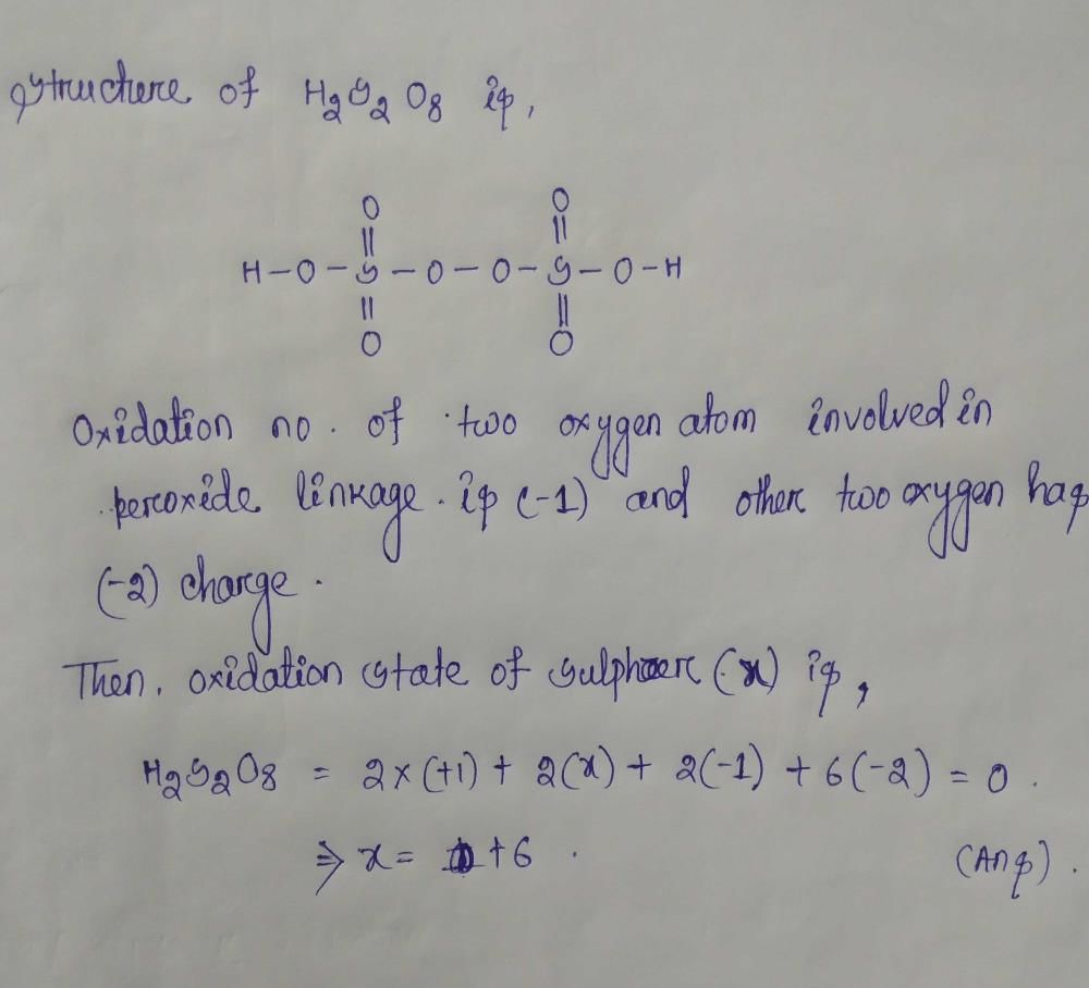 Oxidation Number Of S In Hso Isa2b4c6d7correct Answer Is Option C Can You Explain