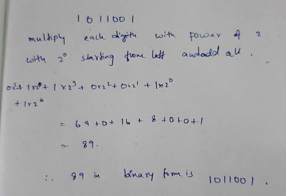 The decimal number equivalent ot a binary number 1011001 isa)13b)17c ...