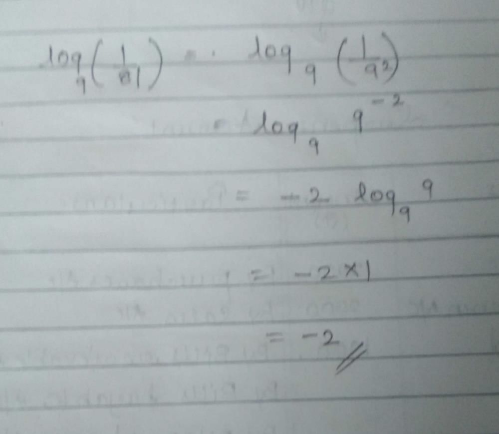 Log1/81 to the base 9 is equal to? - EduRev CA Foundation Question