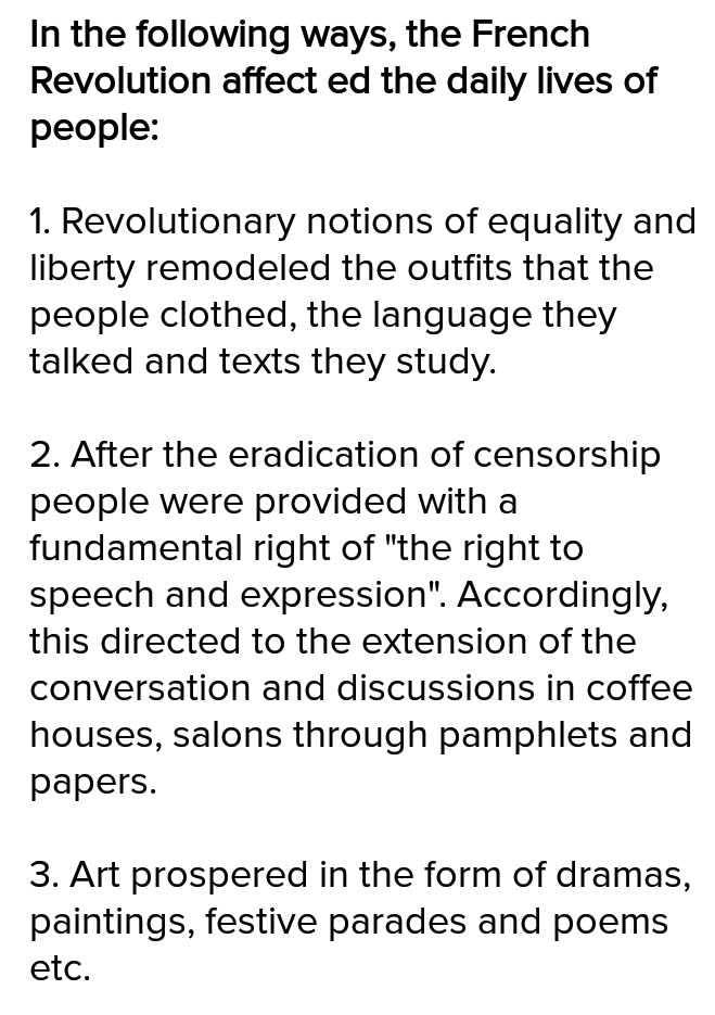 How did the revolution affect the everyday life of the people? - EduRev ...