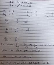 Graphically The Pair Of Equations 6x 3y 10 0 2x Y 9 0
