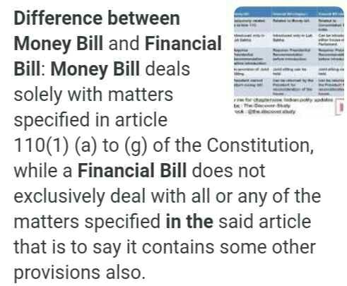 What is difference between finance bill and money bill? - EduRev UPSC ...