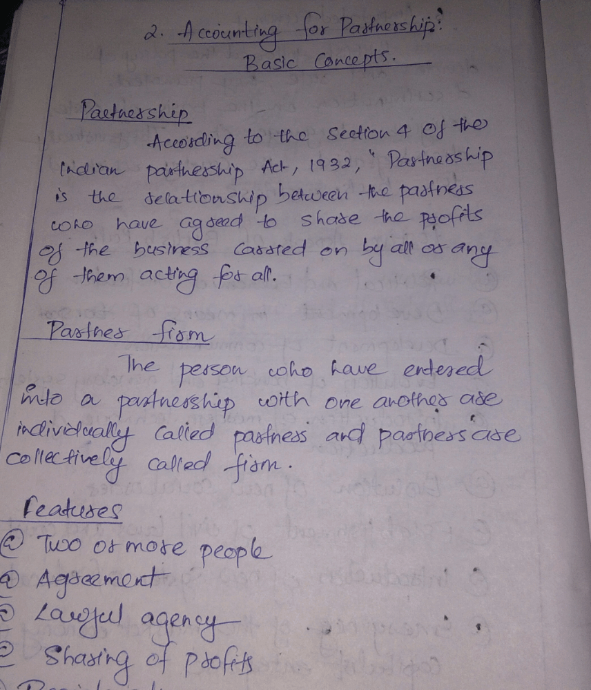 Accounting for partnership - Basic concepts( chapter notes) - Commerce ...