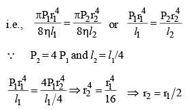 Two tubes of radii r1 and r2, and lengths l1 and l2, respectively, are ...