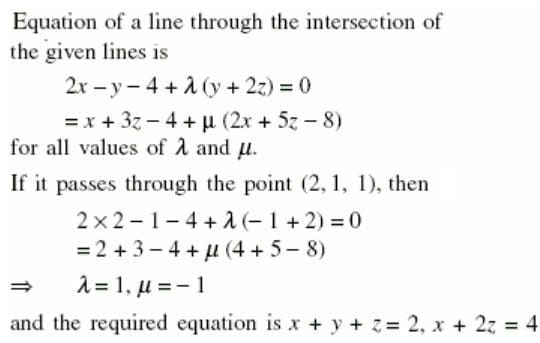The equation of the line through the point (2, 1, 1) and the ...