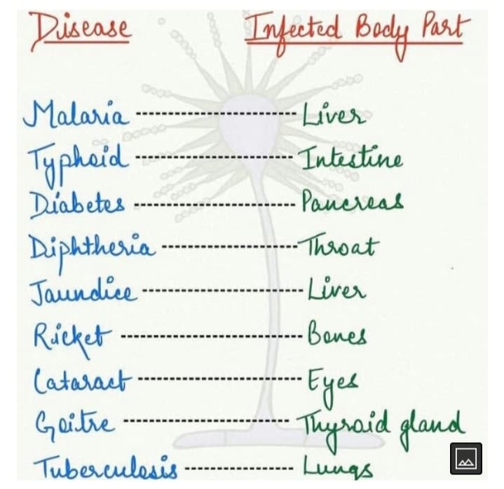 Disease and infected body parts.... - MBBS PDF Download