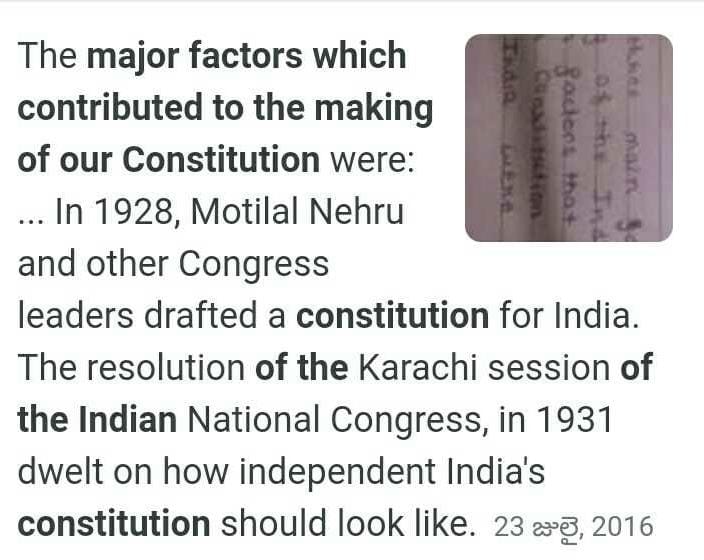 Explain five major factors which contributed to making of our ...