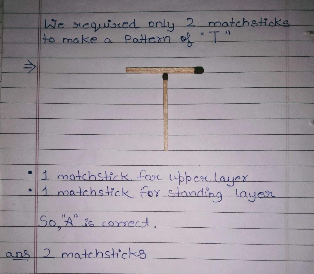 Number of matchsticks required to make a pattern of andldquo;Tandrdquo ...
