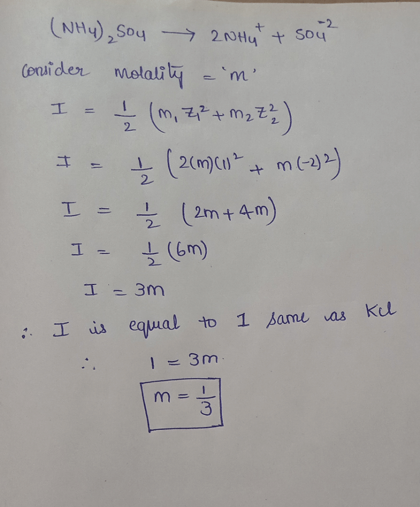 The Molality Of Nh4 2so4 Solution That Has The Same Ionic Strength As