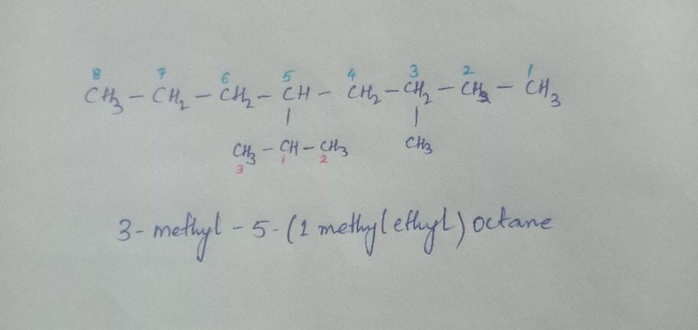 What is the structure of 3- methyl- 5-(1-methylethyl)octane? - EduRev ...