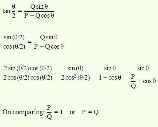 The angel between vector p and vector q is theta, vector r=vector p ...