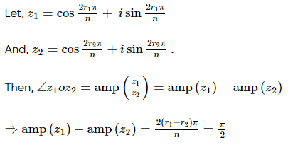 Let z1 and z2 be the nth roots of unity which are ends of a line ...